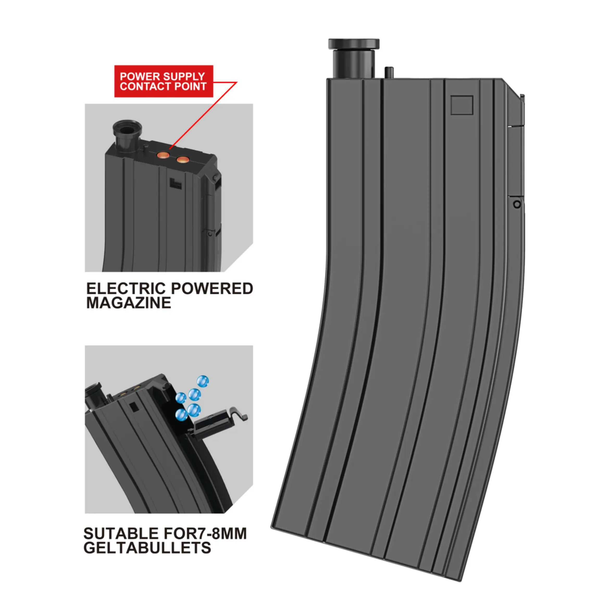 Motorized Gel Blaster Magazine - Compatible with AR-15 and M4A1 Spider ...